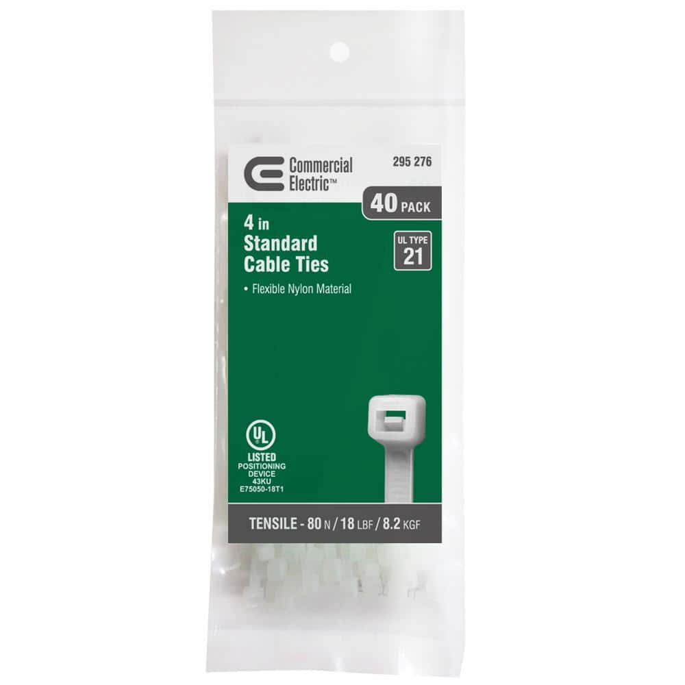 Commercial Electric 4in Miniature Standard UL 21 Rated Cable Zip Ties ...