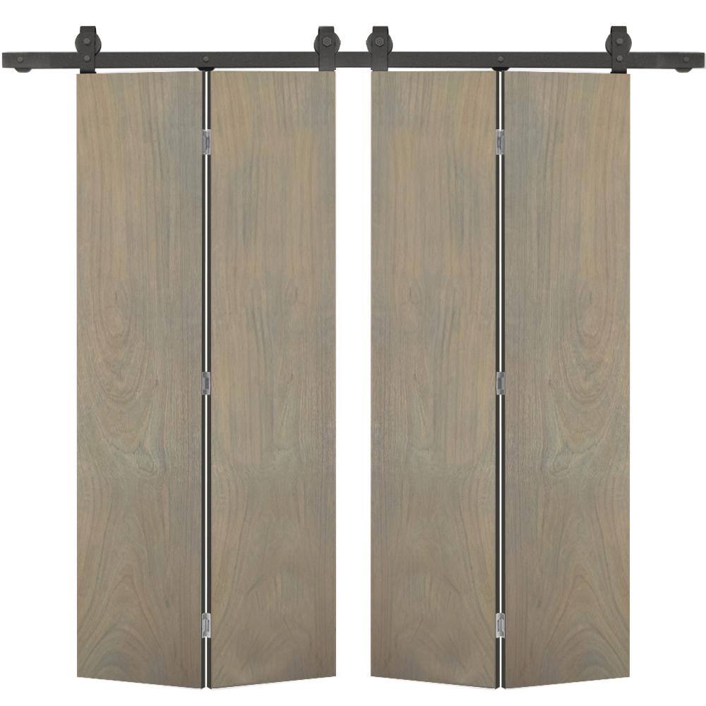 CALHOME 72 in. x 80 in. Weather Gray Stained MDF Composite Hollow Core ...
