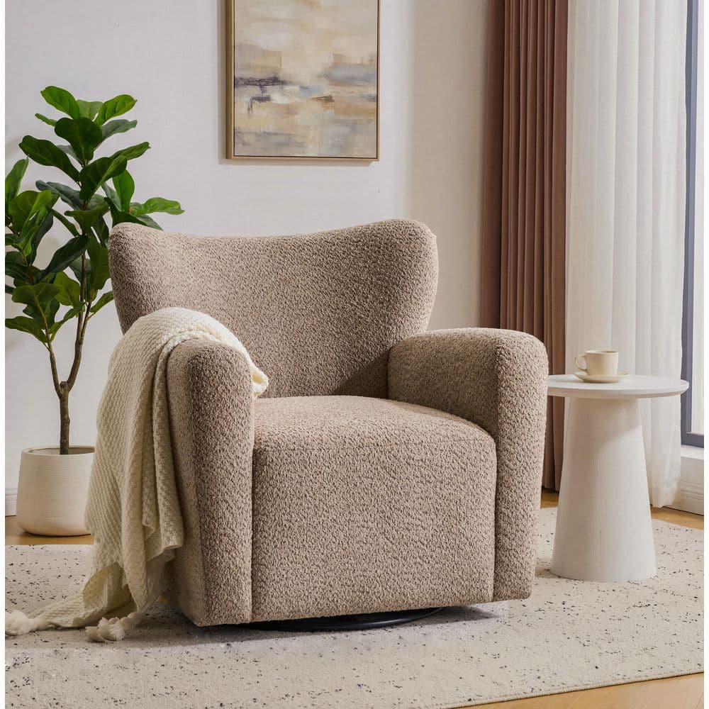 CHRISTOPHER KNIGHT HOME Avery Modern Camel Upholstered Boucle Swivel ...