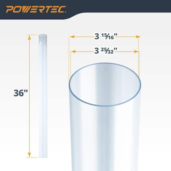 ‎POWERTEC 4 in. x 36 in. Long Clear Pipe, Rigid Plastic Tubing for Dust ...