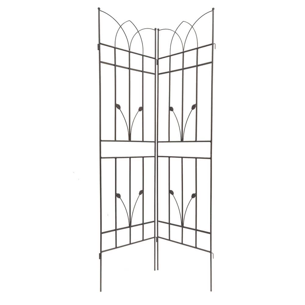 4-Pack Brown Metal Garden Trellis-71 in. x 17.7 in. Tall Rustproof ...