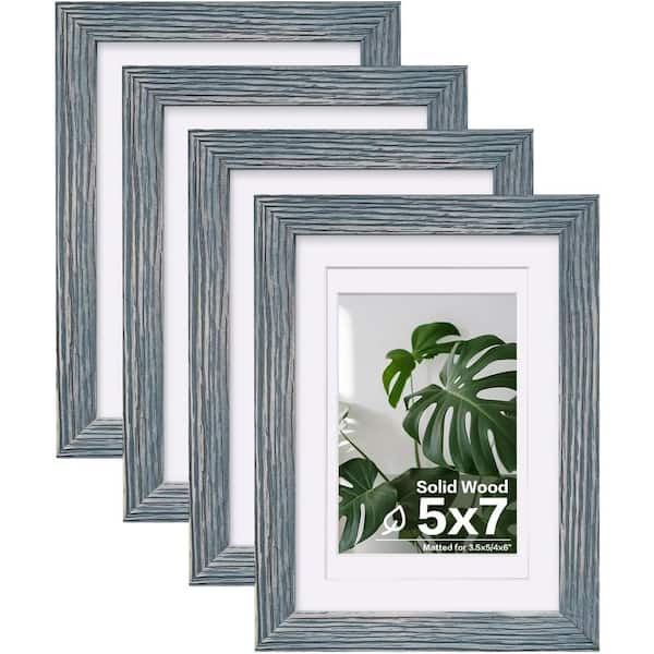 5x7 Rustic Blue Wood Hanging Picture Frame Set of 4 Y02316 - The Home Depot