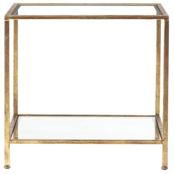 Home Decorators Collection Bella Square Gold Metal and Glass Side ...