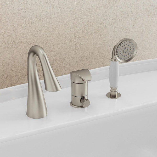 EVERSTEIN Transitional Waterfall Single-Handle Deck-Mount Tub Faucet ...