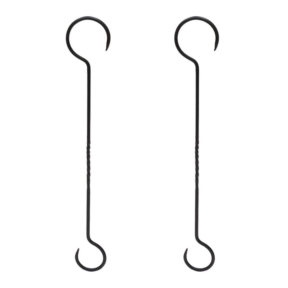 ACHLA DESIGNS 24 in. L Black Wrought Iron Hooks Extender Hanger w ...