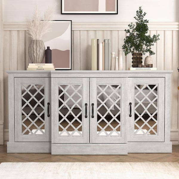 GALANO Millicent Dusty Gray Oak Wood 60.4 in. W Accent Sideboard with ...