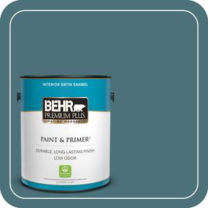 BEHR PREMIUM PLUS 1 Gal. #S450-6A River Rapids Semi-Gloss Enamel Low ...