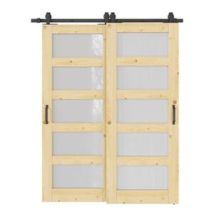 ARK DESIGN 56 in. x 80 in. 3-Lite Frosted Glass Unfinished Solid Core ...