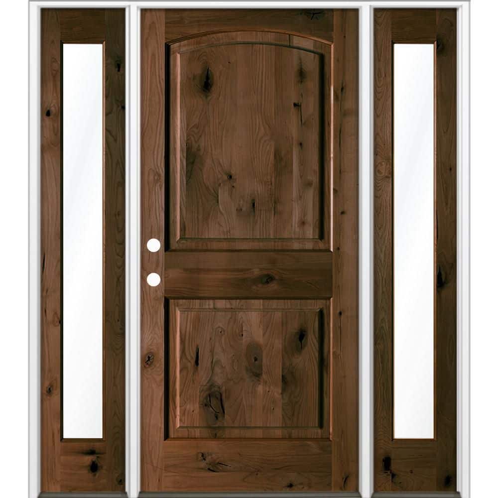 Krosswood Doors 70 in. x 96 in. Knotty Alder 2-Panel Arch-Top Right ...