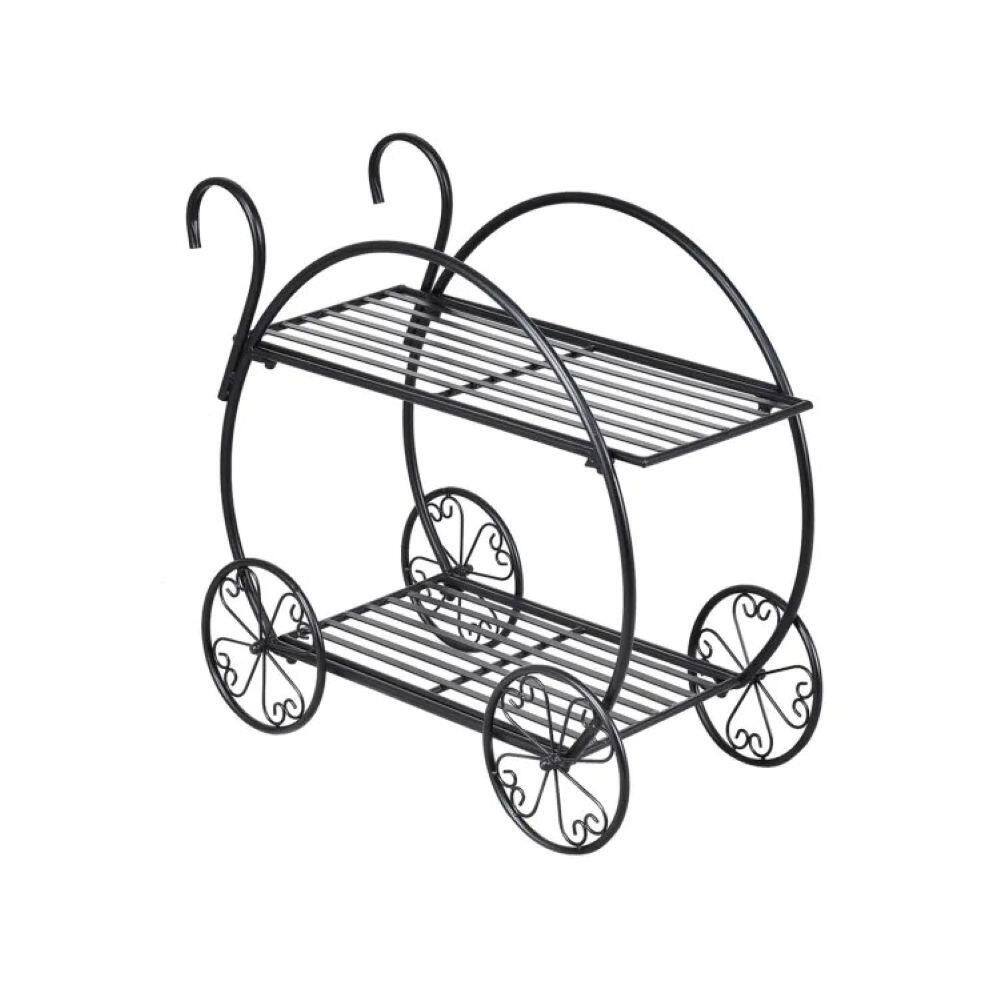 ESILOO 25 in. H Metal Flower Cart Stand-Heavy Duty 2-Tier Plant Holder ...