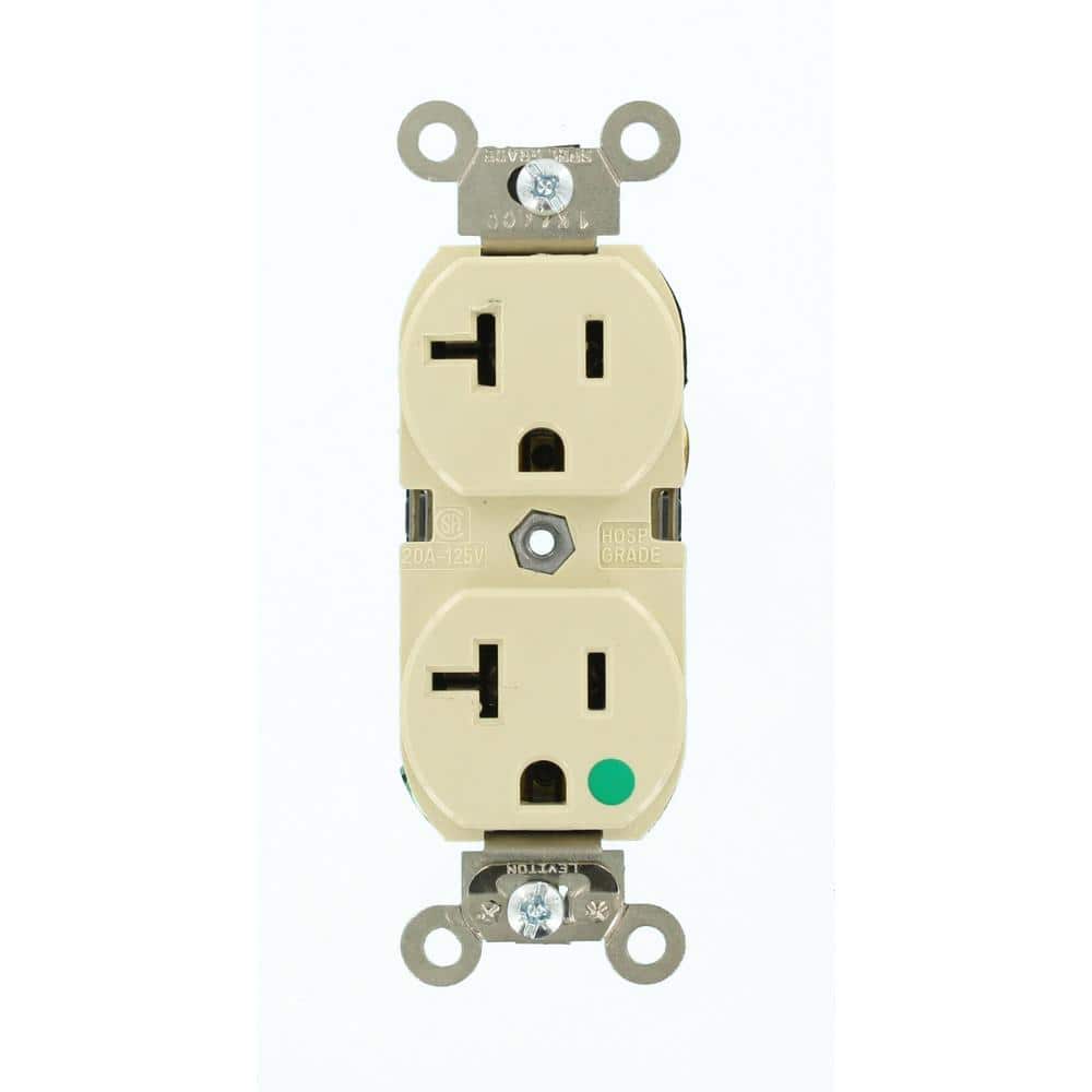 Leviton 20 Amp 125 V Hospital Grade Duplex Outlet/Receptacle, Ivory (1 ...