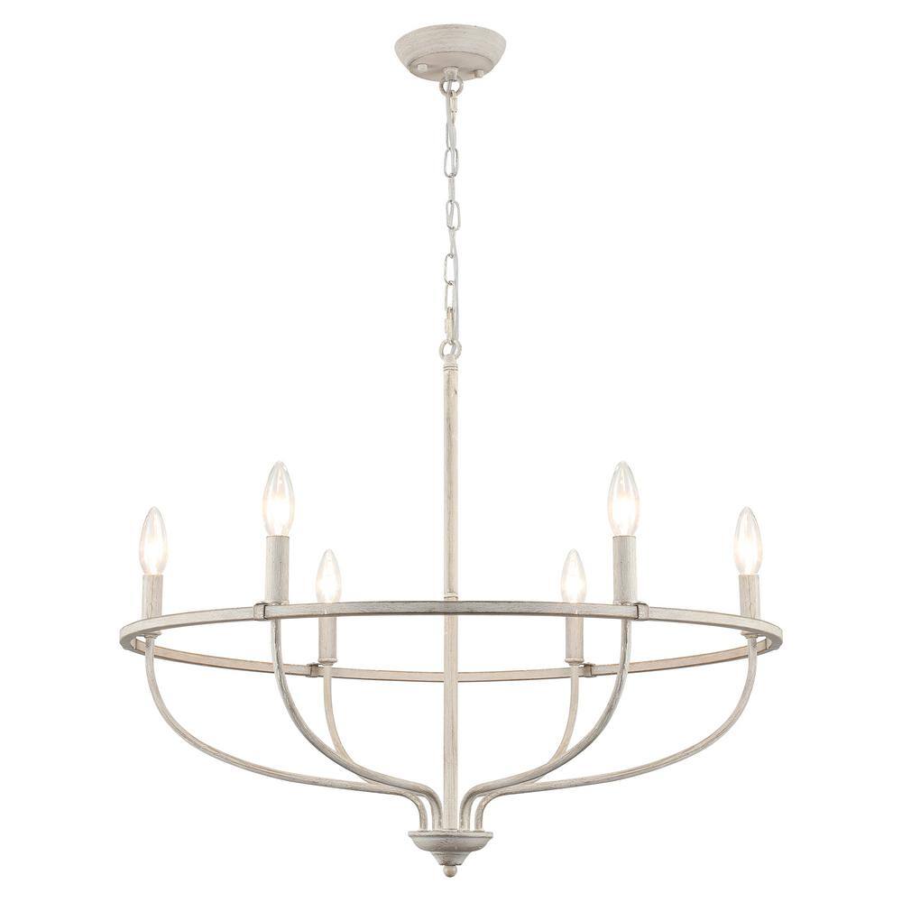 ADSENSTY 6-Light Yellowish Gray Industrial Wagon Wheel Vintage ...