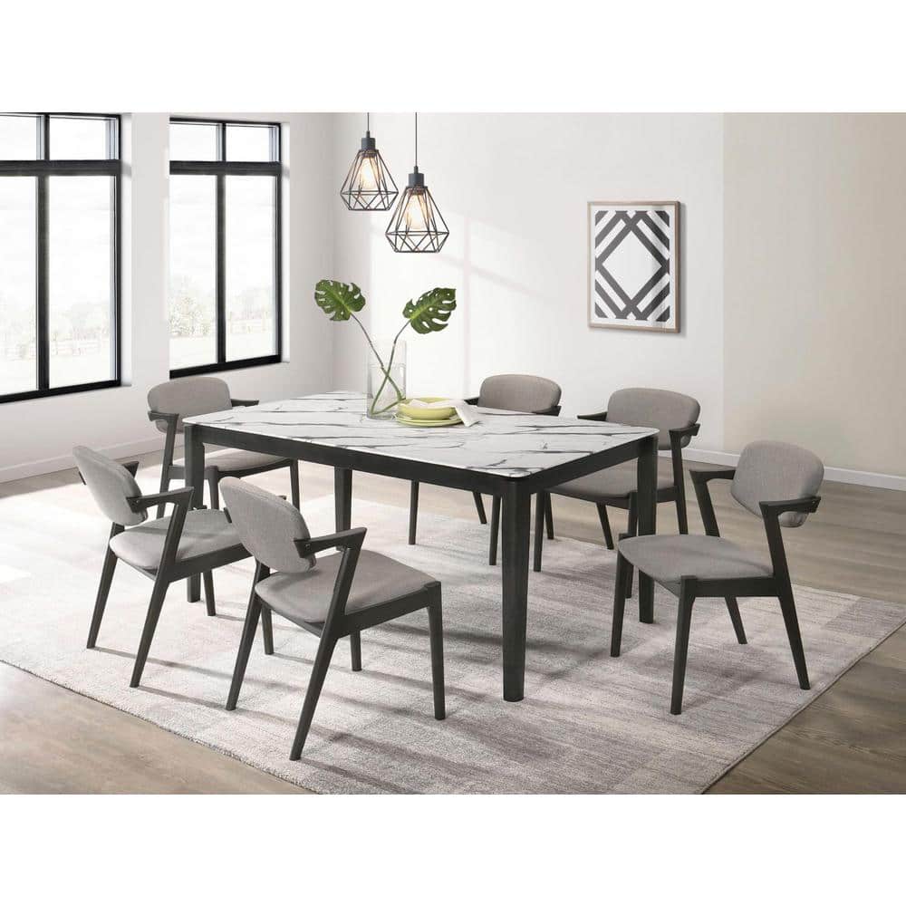 Coaster Stevie 7-piece White and Black Rectangle Dining Set 115111WG-S7 ...