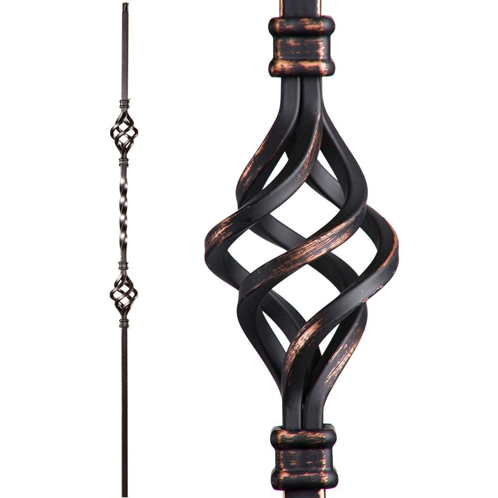 HOUSE OF FORGINGS Twist and Basket 44 in. x 0.5 in. Oil Rubbed Copper ...