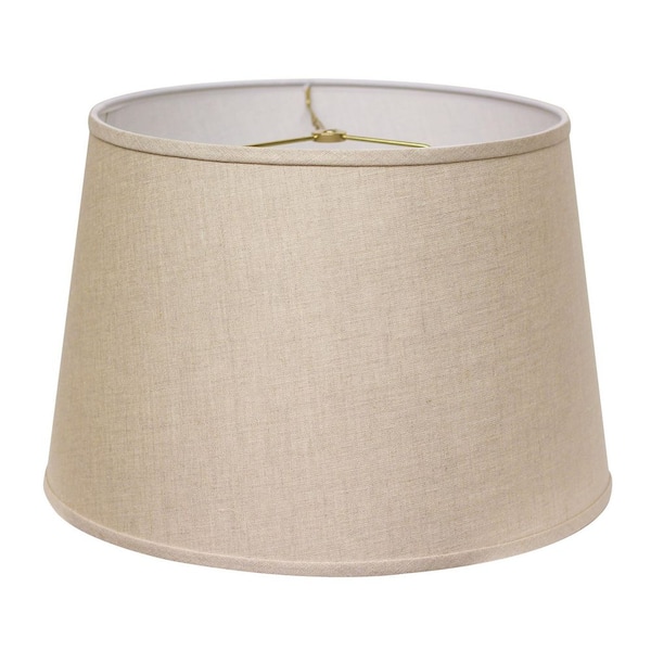 TOBILI 10.50 in. Gray Linen Drum Round Lamp Shade with Uno Fitter Slant ...