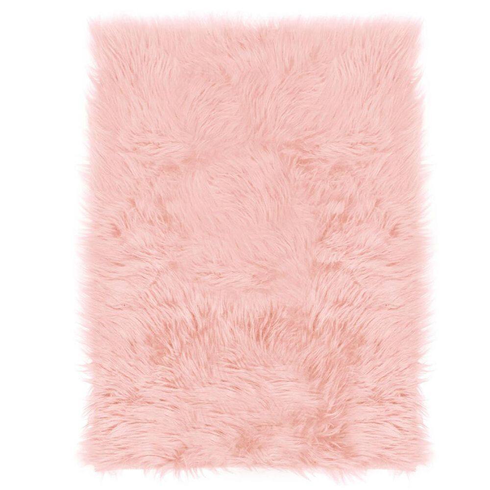 Nourideaux Pink 6 ft. x 8 ft. Fluffy Furry Fuzzy Faux Fur Sheepskin Rug ...