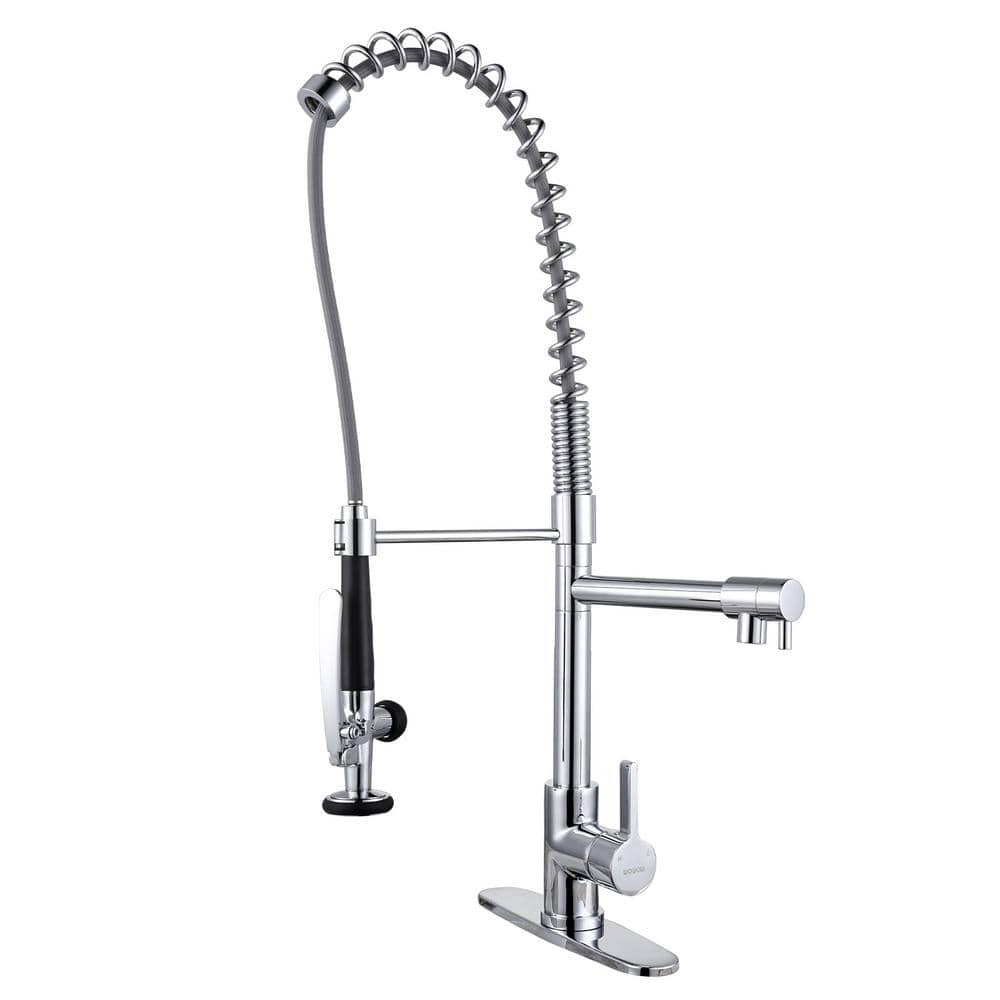 IVIGA Commercial Deck Mount Double Handle Pull Down Sprayer Kitchen ...