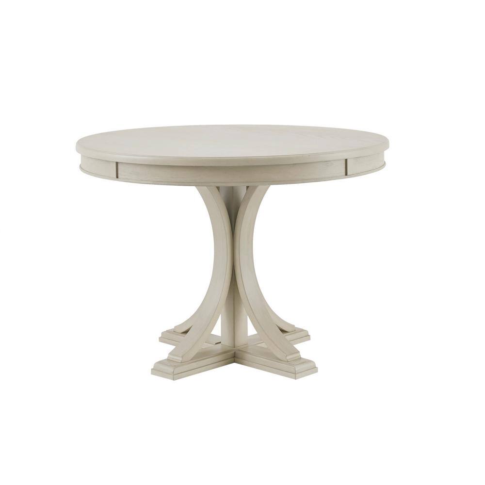 MADISON PARK Signature Helena Antique Cream Wood 44 in. Pedestal Dining ...