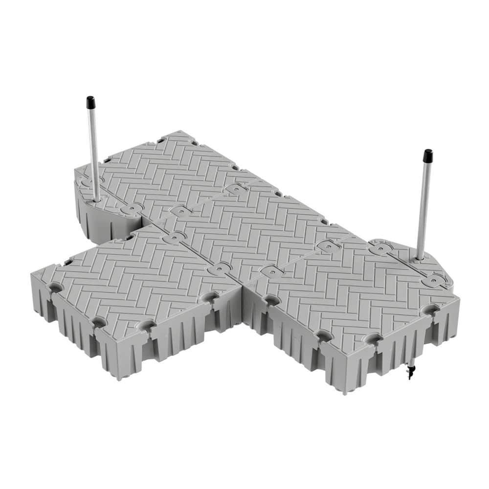 Tommy Docks Flexx 8 ft. T-Shaped Floating Dock Package with Pipe Guides ...