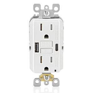 Leviton 15 Amp Decora Type A and C USB Charger Tamper-Resistant Outlet ...