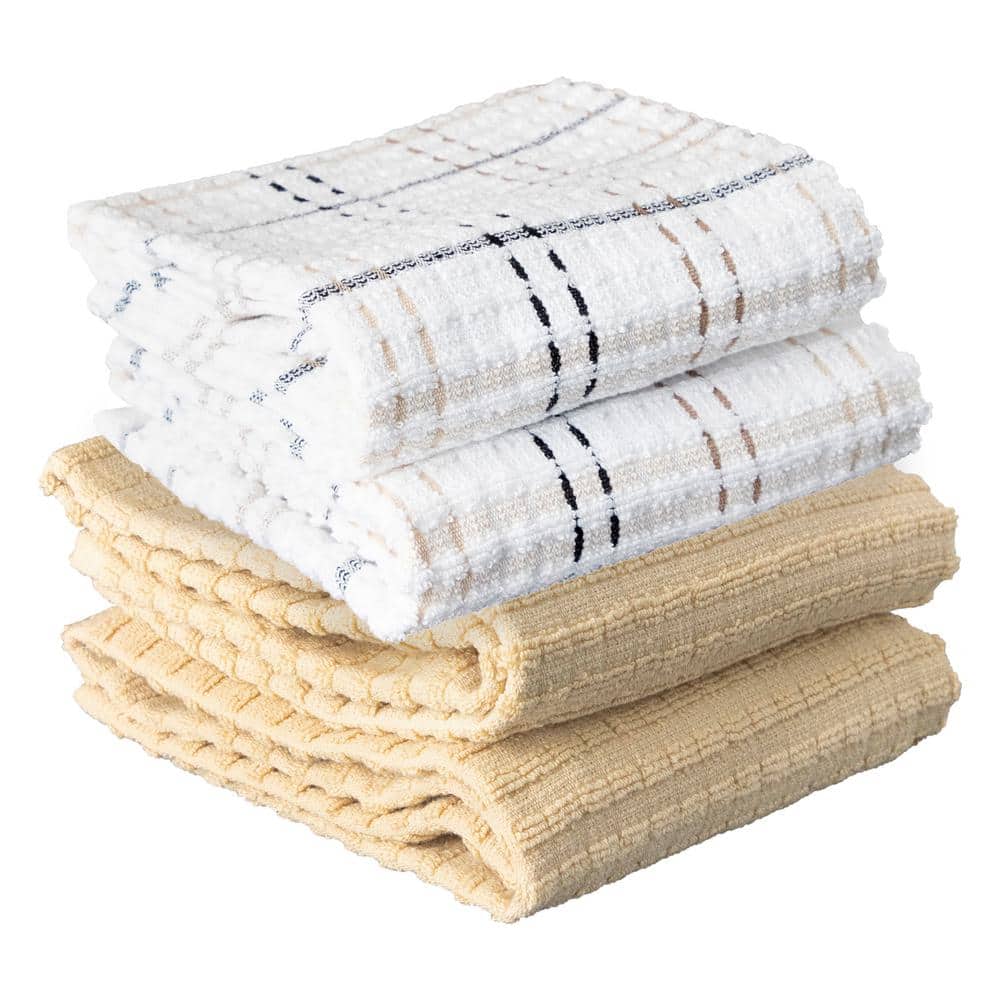 RITZ Royale Latte 4-Pack Solid and Coordinate Kitchen Towel Set 013385 ...