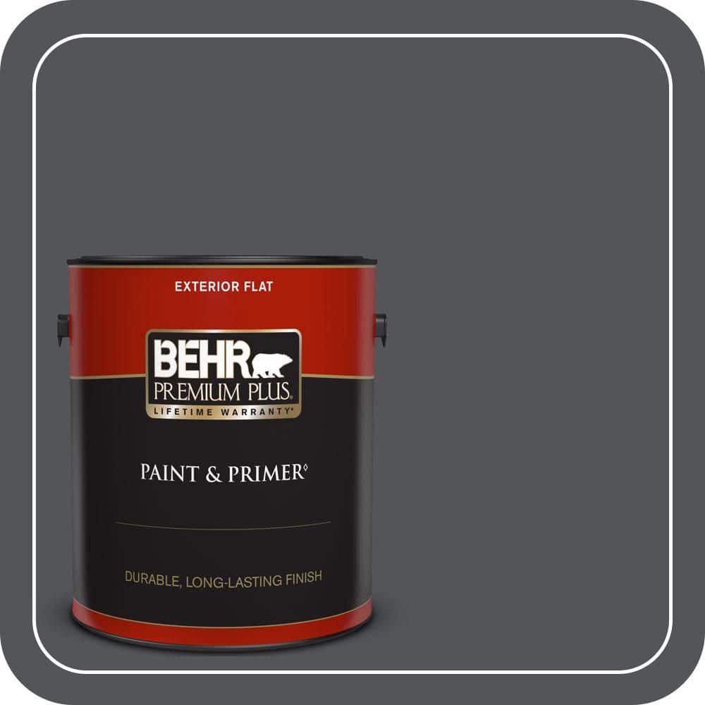BEHR PREMIUM PLUS 1 gal. #N510-6 Orion Gray Flat Exterior Paint ...