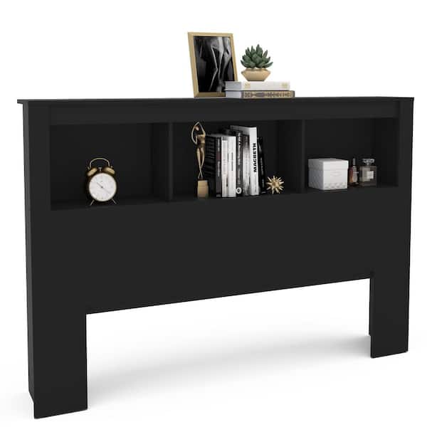 Polifurniture Madison Black Queen Size Bookcase Headboard 402301870002 The Home Depot