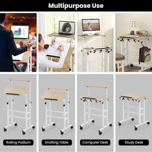 39.5 Inch Rolling Desk Mount-It! Adjustable Height Rolling Desk ...