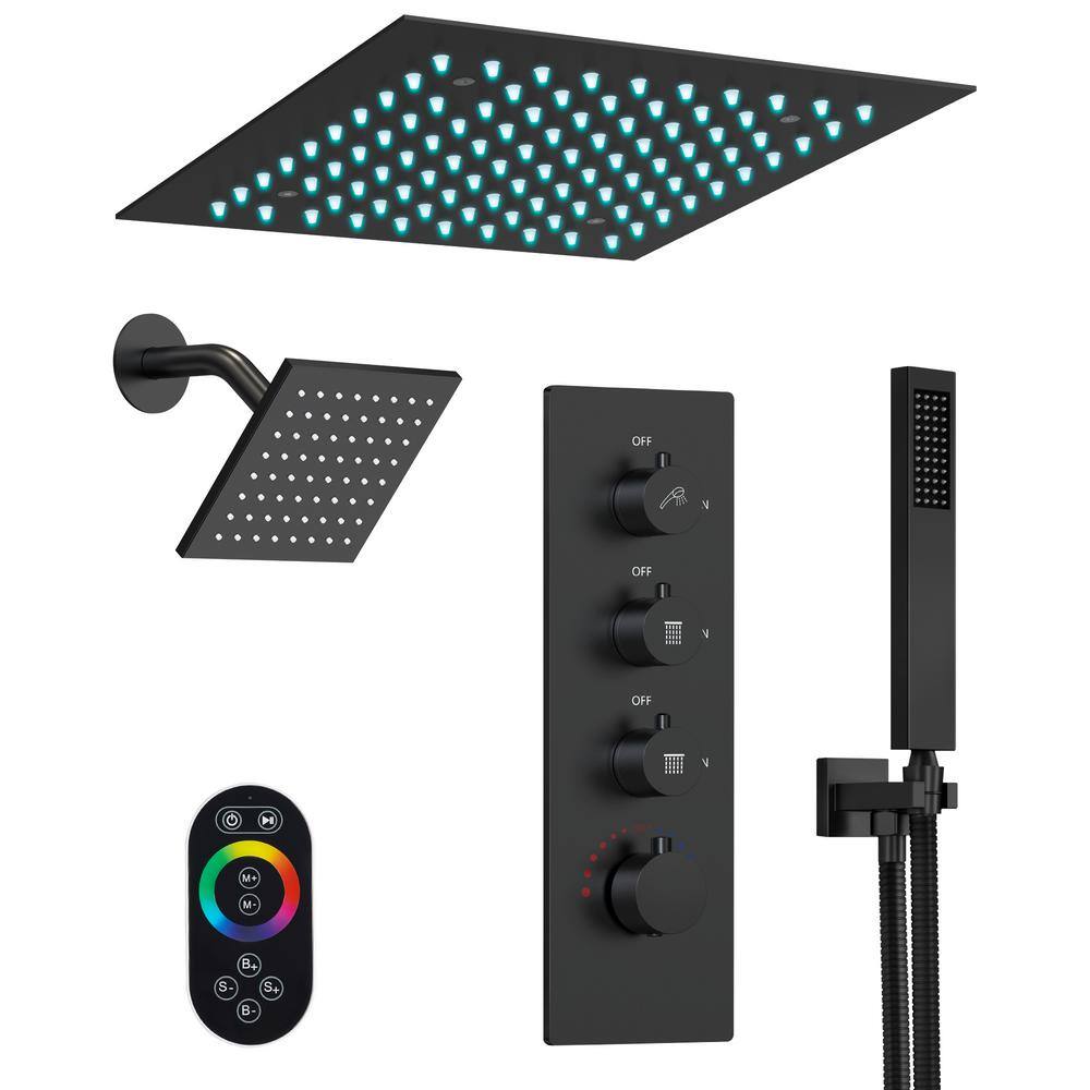 GRANDJOY 3-Spray Smart LED His and Hers Showers Wall Bar Shower Kit ...