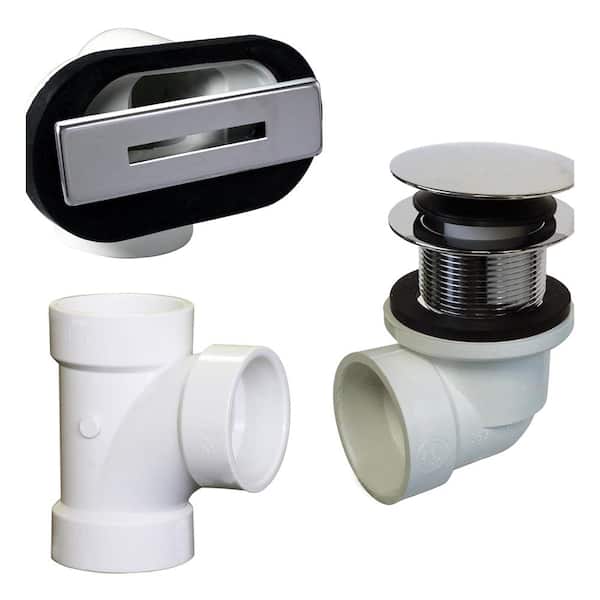 Westbrass 1-1/4 in. Linear Overflow Plumber's Pack with Tee and ADA Tip ...