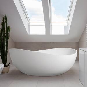 INSTER 59 in. Composite Resin Flatbottom Double Slipper Bathtub ...