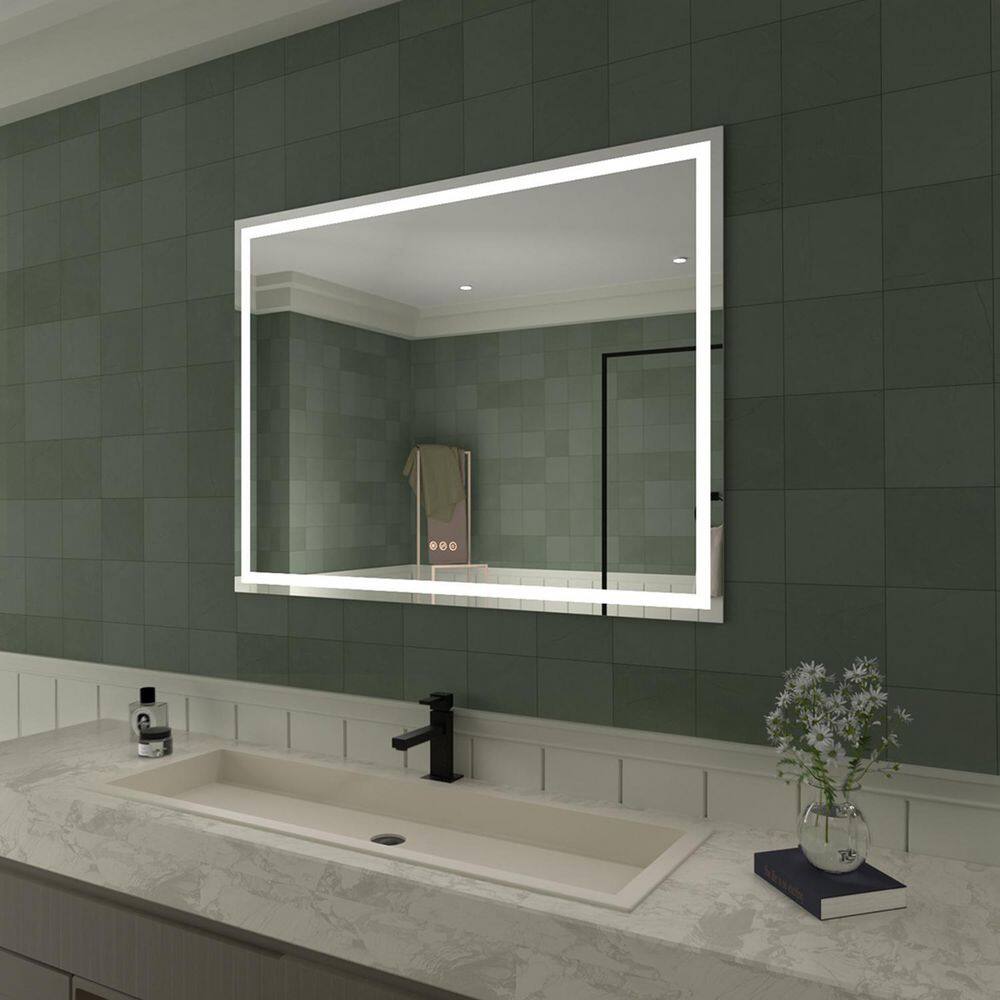 tydex Vela 48 in. W x 36 in. H Rectangular Frameless LED Light Anti-Fog ...