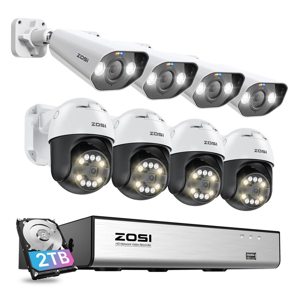 ZOSI 4K 8-Channel 2TB POE NVR Security Camera System with 8-Wired 5MP ...