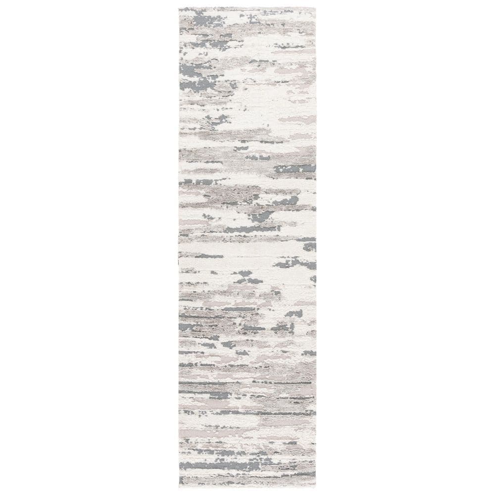SAFAVIEH Audrey 2 ft. x 8 ft. Gray/Beige Modern Abstract Runner Rug ...