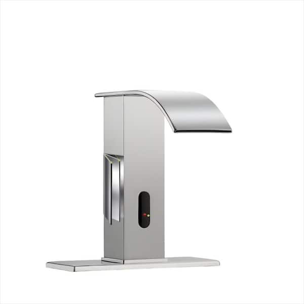 Wudkey 1-Piece Automatic Motion Sensor Faucet in Chrome with Waterfall ...