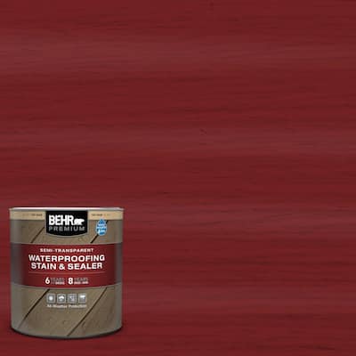 BEHR PREMIUM 1 gal. #ST-112 Barn Red Semi-Transparent Waterproofing ...