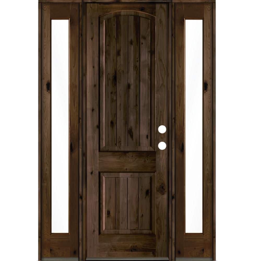 Krosswood Doors 58 in. x 96 in. Rustic knotty alder Sidelite 2 Panel ...