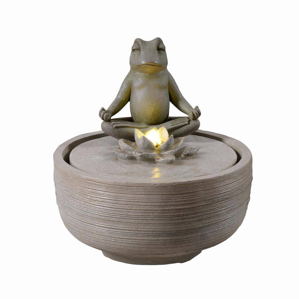 HI-LINE GIFT LTD 15 in. H Meditating Frog Water Cascade Fountain W/LEDs ...