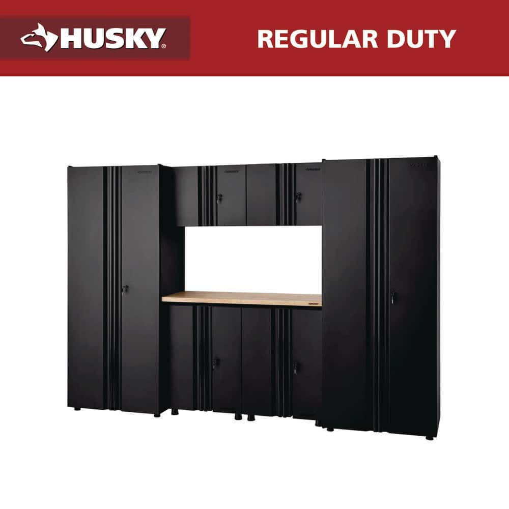 Husky 7-Piece Regular Duty Welded Steel Garage Storage System in Black ...