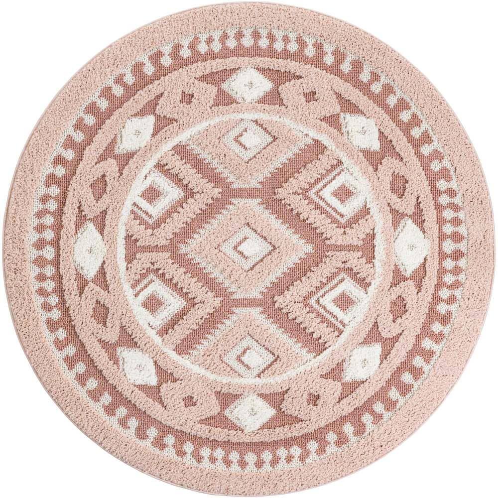 Unique Loom Boho Gigi Pink 5 ft. 3 in. x 5 ft. 3 in. Area rug 3188704 ...