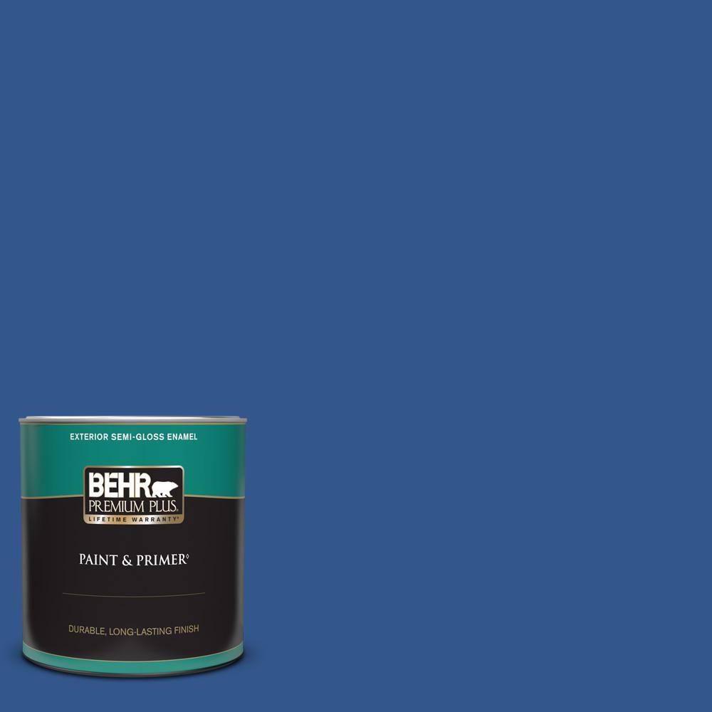 BEHR PREMIUM PLUS 1 qt. #PPU15-03 Dark Cobalt Blue Semi-Gloss Enamel ...