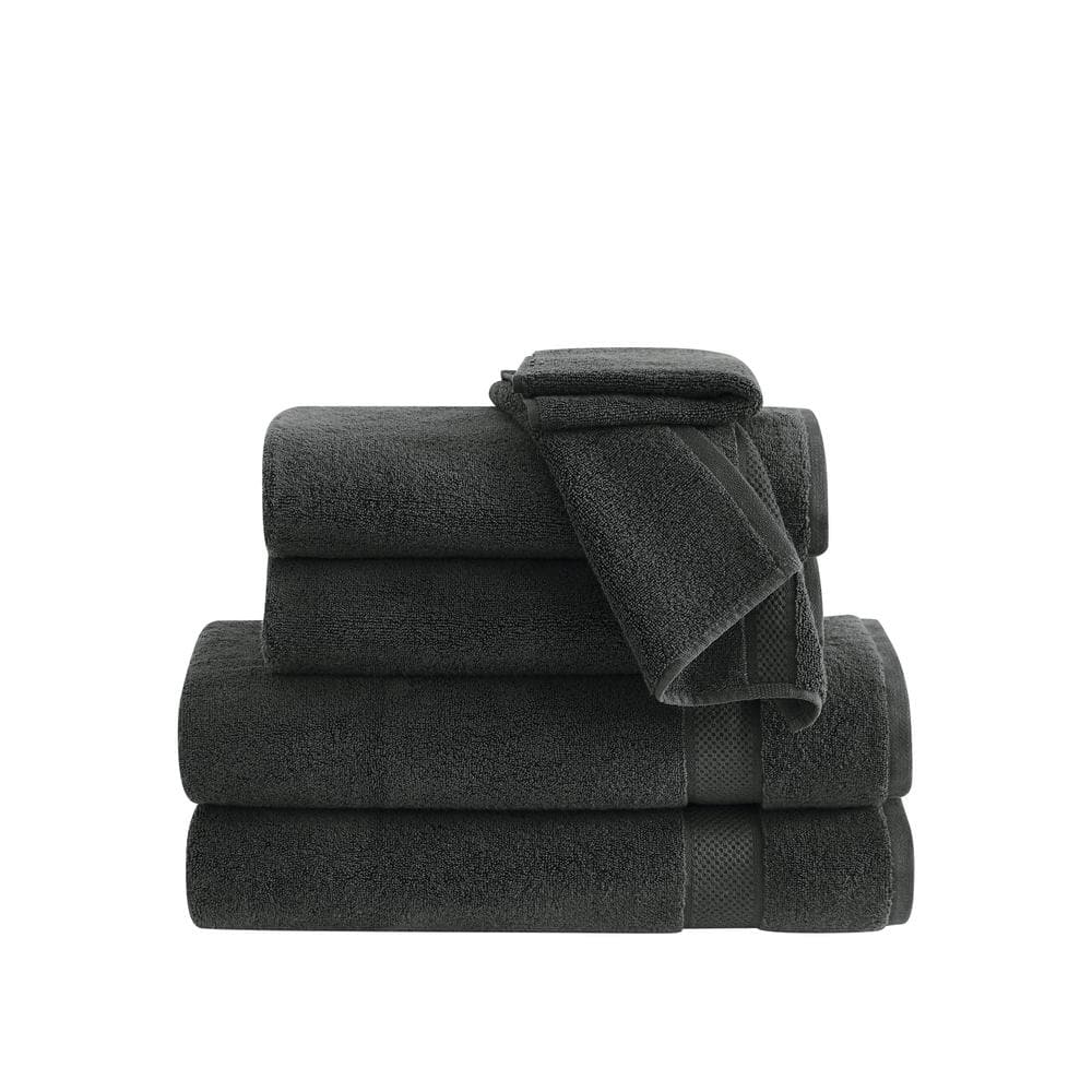 Truly Soft Cloud 6-Piece Black Solid Cotton Towel Set BTS5942BK-6100 ...