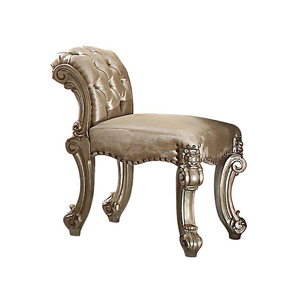 Acme Furniture Vendome Gold Fabric Gold Patina and Bone Bench (28 in. H ...