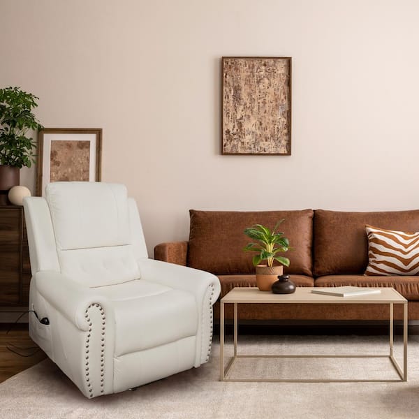 Reviews for MAYKOOSH White Studded Air Leather Power Lift Reclining ...