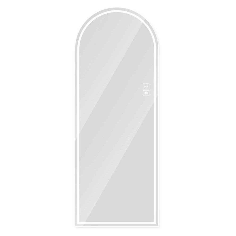 Silver 21 in. W x 65 in. H Arched Metal LED Full Length Mirror ...