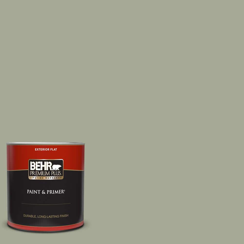 BEHR PREMIUM PLUS 1 qt. #PPU10-16 Simply Sage Flat Exterior Paint ...