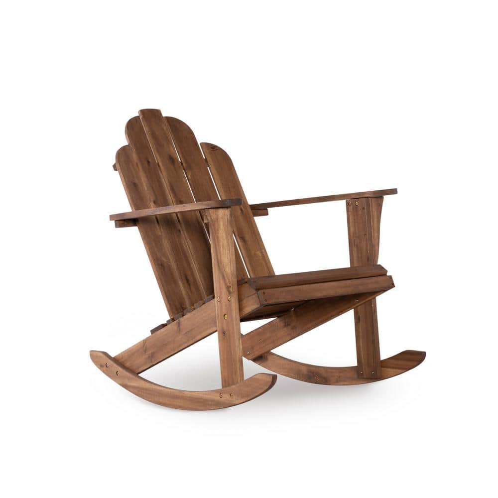 Linon Home Decor Shelly Acorn Brown Wood Adirondack Outdoor Rocking ...