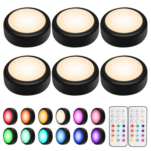 Wudkey 6-Pack LED Puck Lights with Remote Control, Wireless Under ...
