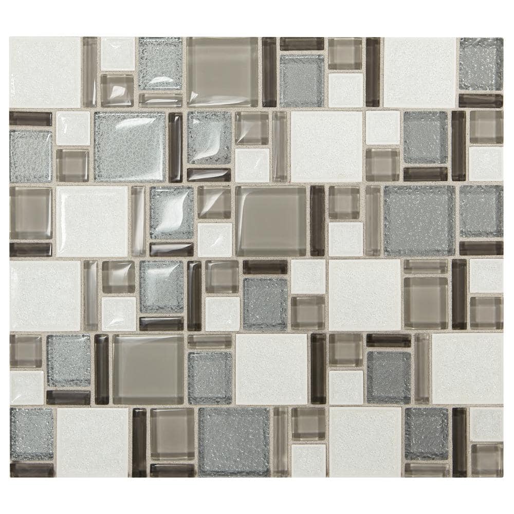 Daltile Premier Accents Silver Block 11 in. x 13 in. x 8 mm Glass and ...