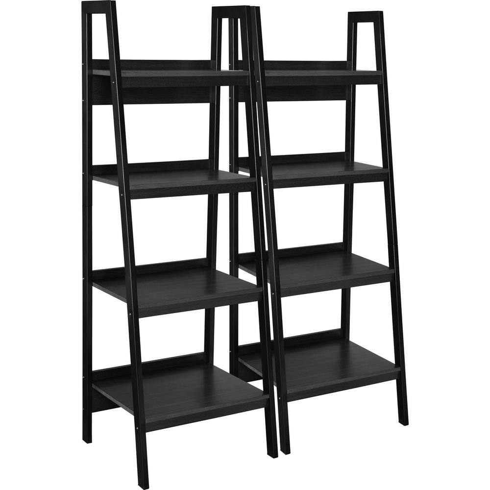 Ameriwood 60 in. Black Metal 4-shelf Ladder Bookcase with Open Back ...